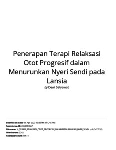 PENERAPAN TERAPI RELAKSASI OTOT PROGRESIF DALAMMENURUNKAN NYER SENDI - Repository Universitas ...
